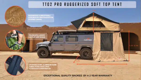 TUFF-TREK ® PRO-Ruggedised 1.4m Soft Top Tent +Annex Room / Desert ...